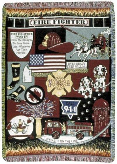 Firefighter throws, blankets and tapestries are 100% cotton, made in ...